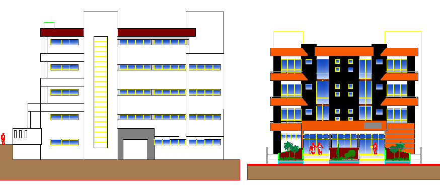 Private clinic and office main elevation view dwg file - Cadbull Private clinic and office main elevation view dwg file - Cadbull