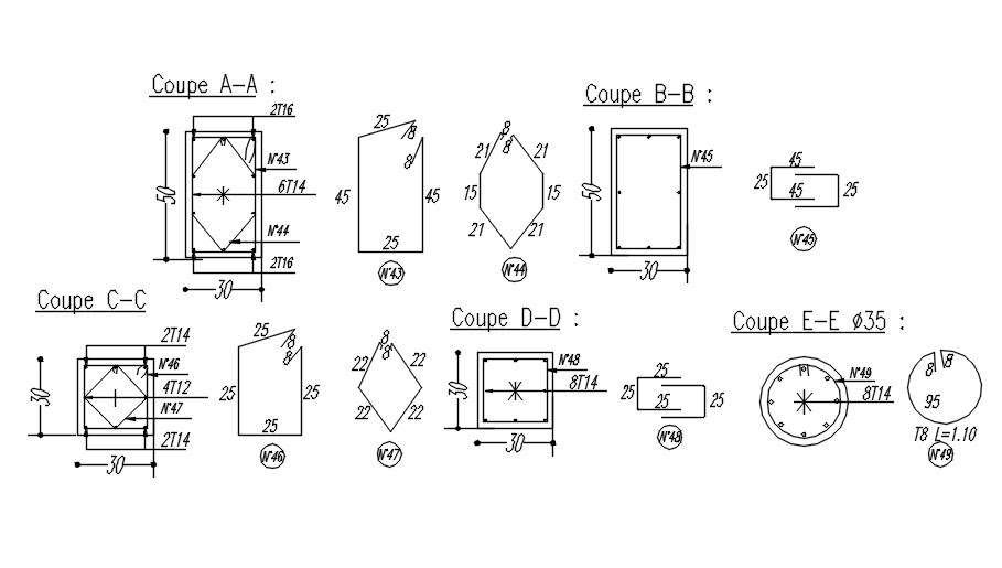 Reinforcement Details Of Beam And Column Section In Autocad 2d Drawing Cad File Dwg File Cadbull