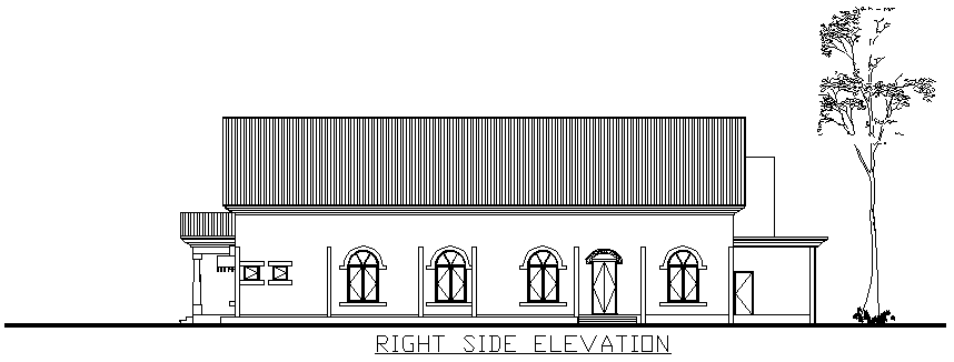 Right Side Elevation Of The Simple Church Model Is Given In This 2d Autocad Dwg Drawing File