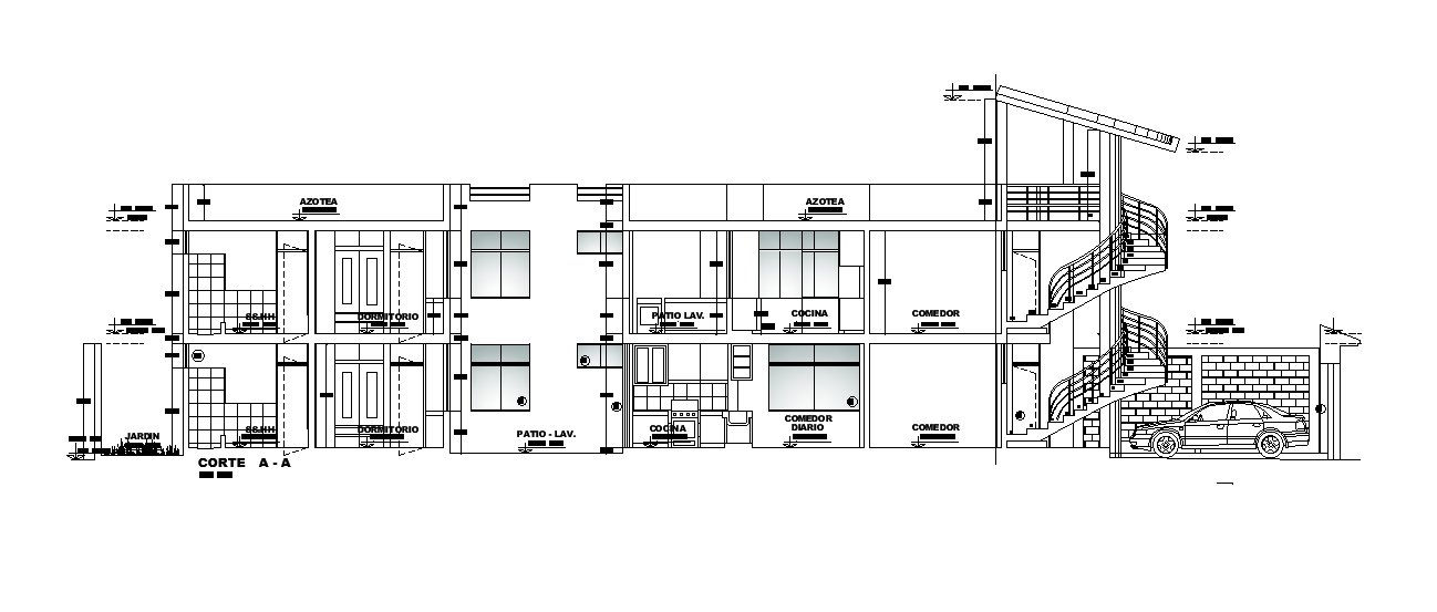 Rowhouse Section Detail Drawing Defined In This Cad File Download 2d Autocad Drawing File