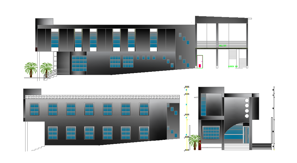 School Elevation Design Defined In This Autocad File Download 2d Autocad Drawing File Cadbull