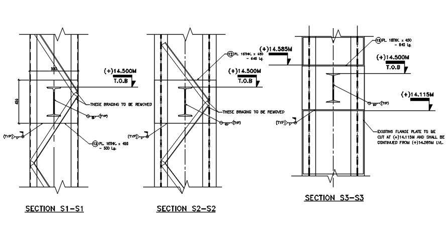 Section Details Of The Condenser And Catchall Layout Of Beams Are Provided In This Autocad Dwg