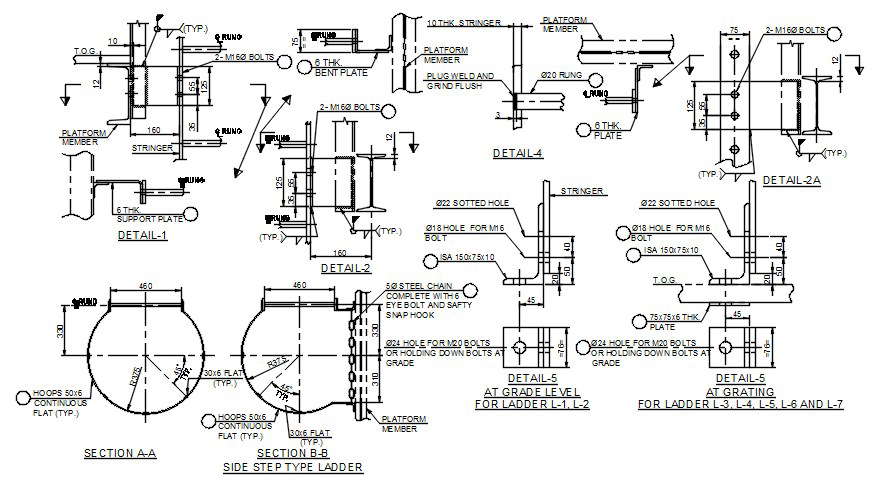 Section of side step type ladder is given in this 2D AutoCAD DWG ... Section of side step type ladder is given in this 2D AutoCAD DWG ...