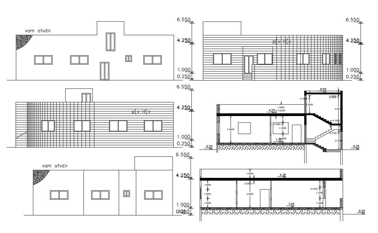 Single Story House Elevations And Sections Design AutoCAD File - Cadbull Single Story House Elevations And Sections Design AutoCAD File - Cadbull