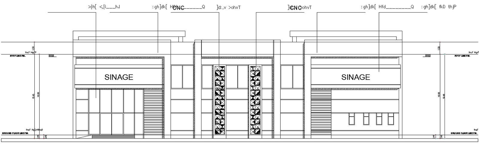 South Side Elevation Of The Sports Club In Detail Autocad 2d Drawing Cad File Dwg File
