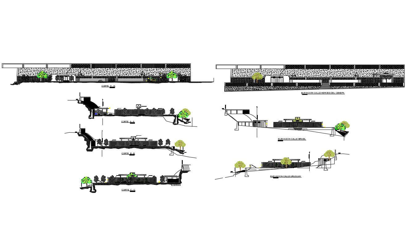 Sports center building all sided elevation and sectional details dwg ... Sports center building all sided elevation and sectional details dwg ...
