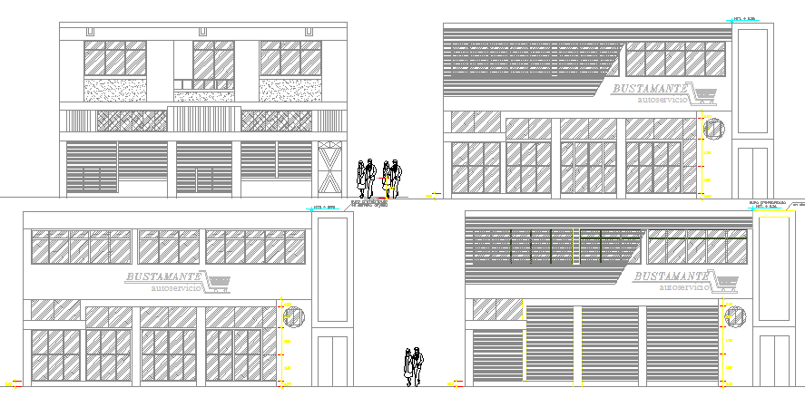 Super market elevation and sectional details dwg file - Cadbull Super market elevation and sectional details dwg file - Cadbull