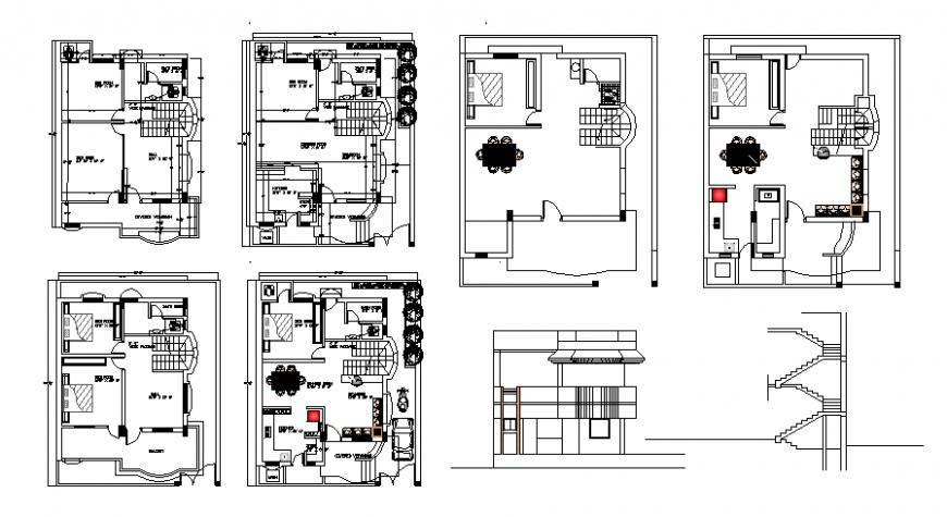 A Bungalow detail plan, elevation and section layout file A Bungalow detail plan, elevation and section layout file