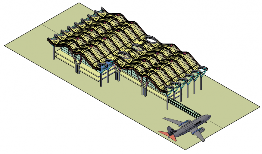 Airport building structure 3d model layout dwg file - Cadbull Airport building structure 3d model layout dwg file - Cadbull