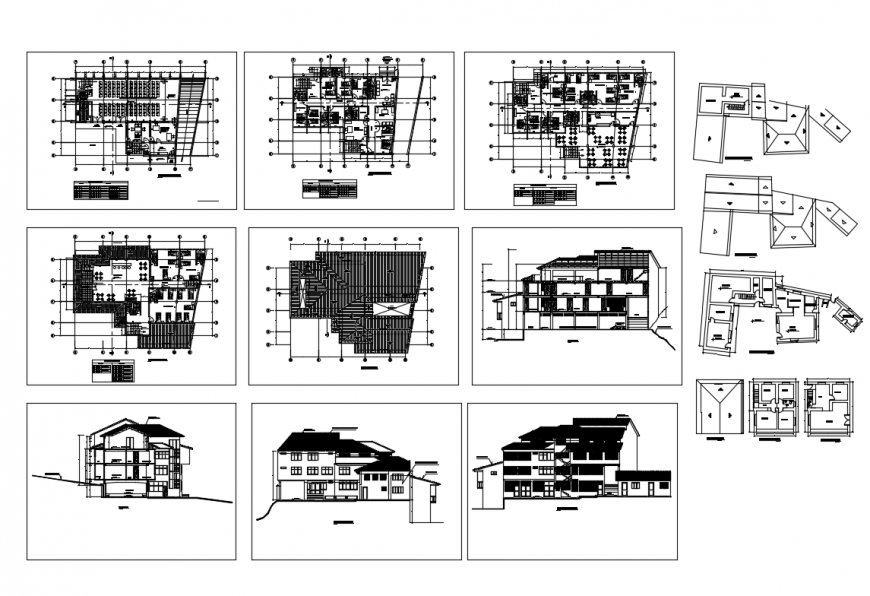 Apartment housing building elevation, section and floor plan details ... Apartment housing building elevation, section and floor plan details ...