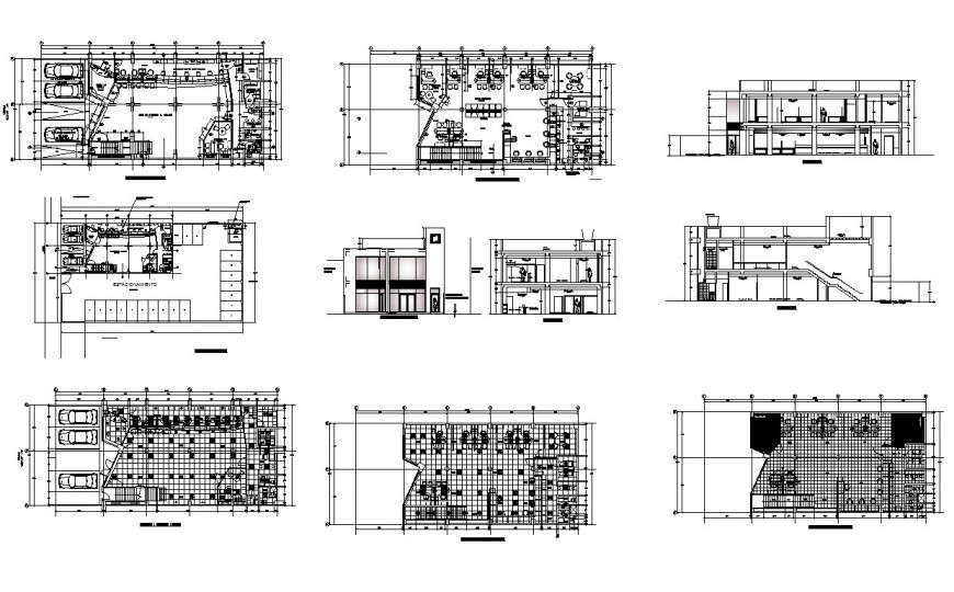 Bank agency building elevation, section and floor plan cad drawing ... Bank agency building elevation, section and floor plan cad drawing ...