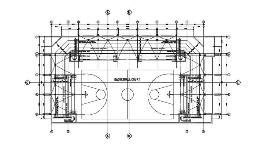 Basket Ball Court Plan Detail Dwg File Cadbull