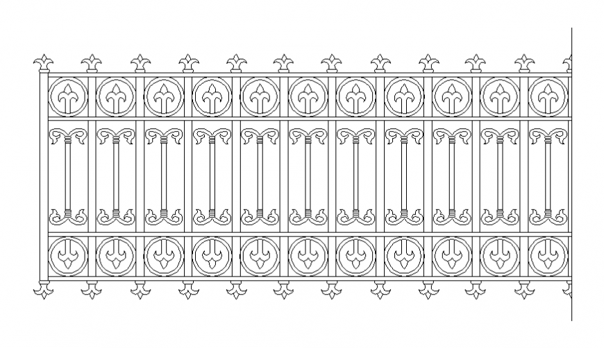Beautiful railing front view elevation cad block details dwg file - Cadbull Beautiful railing front view elevation cad block details dwg file - Cadbull