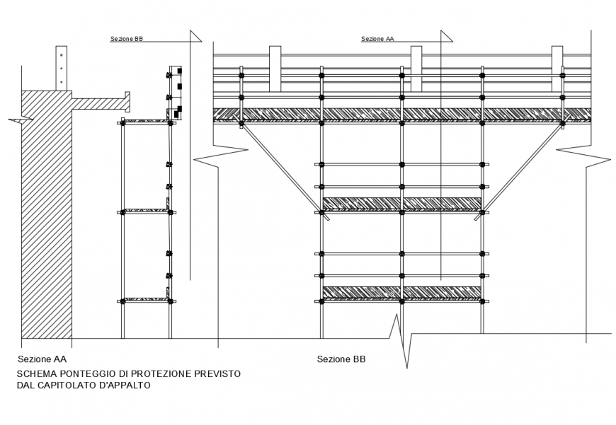 Bridge unit scaffolding protection cad construction details dwg file Bridge unit scaffolding protection cad construction details dwg file