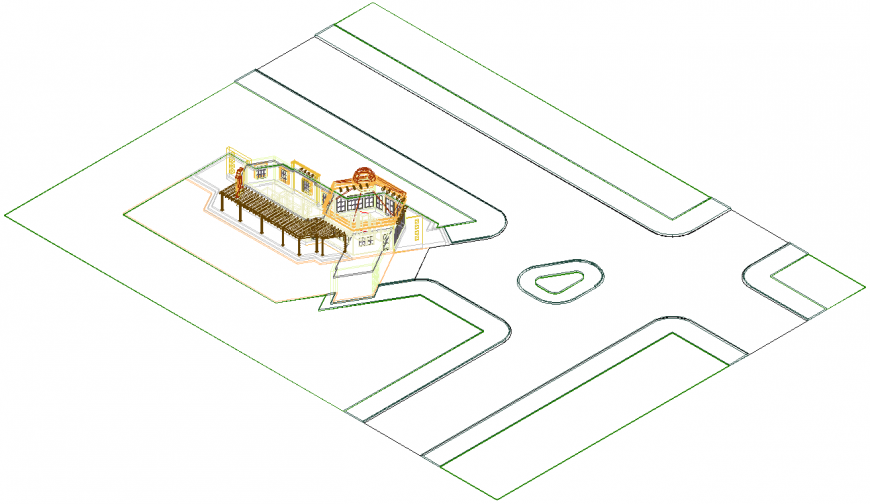 Bungalow building structure detail elevation 2d view autocad file - Cadbull