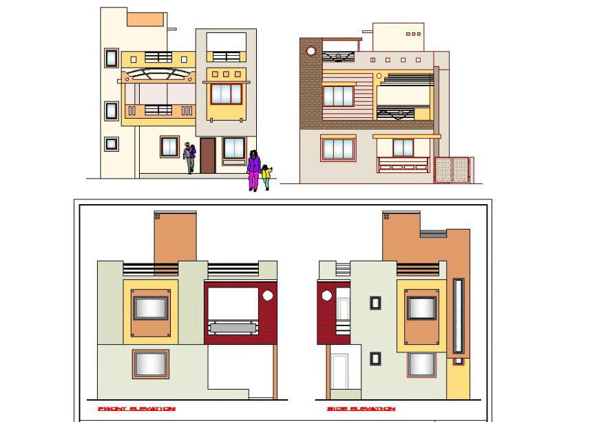 Bungalow building structure detail elevation 2d view CAD block layout ... Bungalow building structure detail elevation 2d view CAD block layout ...