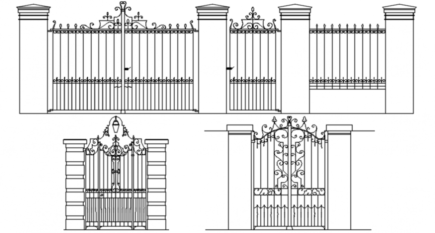 CAD drawings details of entrance gate design 2d view dwg file - Cadbull CAD drawings details of entrance gate design 2d view dwg file - Cadbull