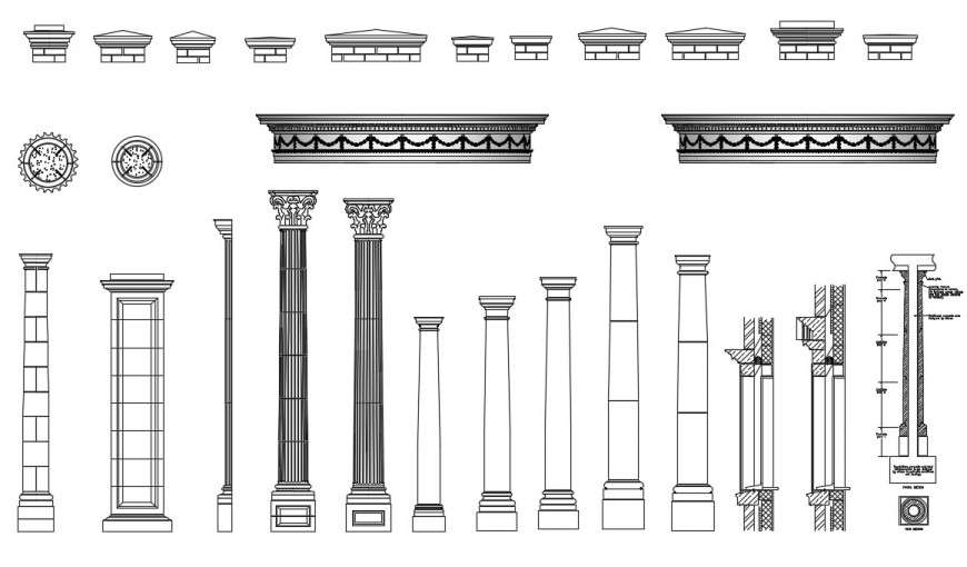 CAd drawings details of long pillars of detailed arch blocks - Cadbull CAd drawings details of long pillars of detailed arch blocks - Cadbull