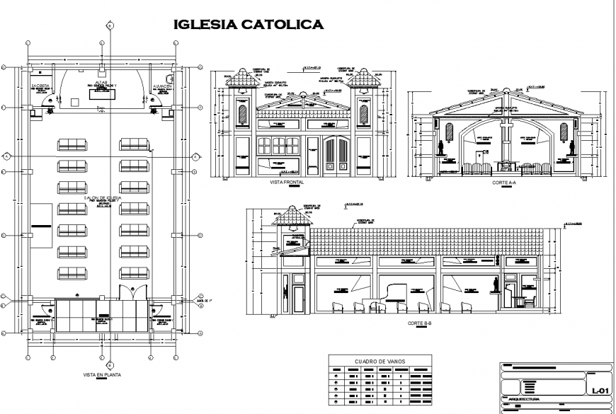 Catholic Church layout plan and elevation drawing in dwg file. Catholic Church layout plan and elevation drawing in dwg file.