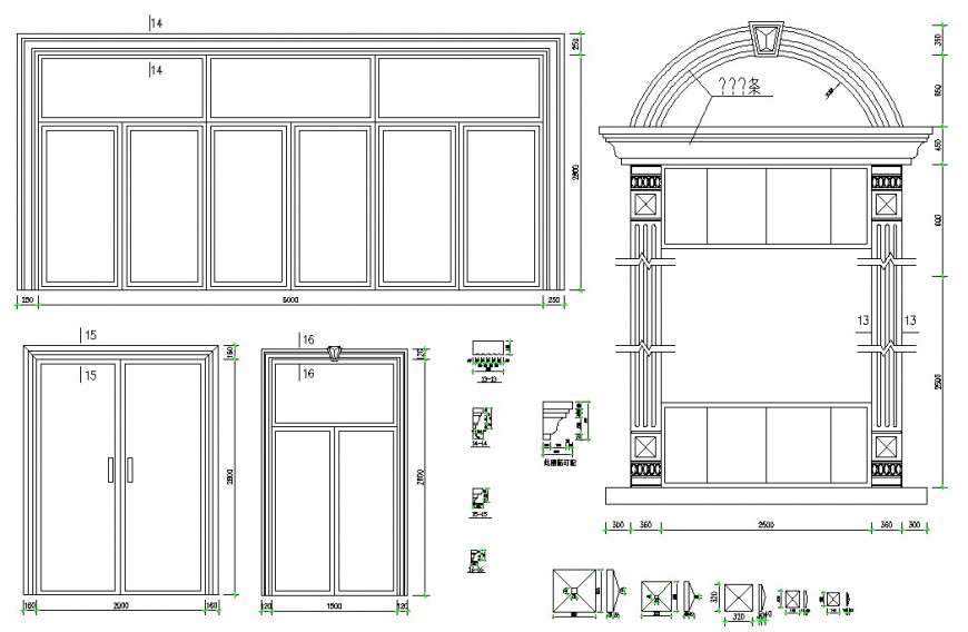 Classic door and multiple window elevation blocks cad drawing details ... Classic door and multiple window elevation blocks cad drawing details ...