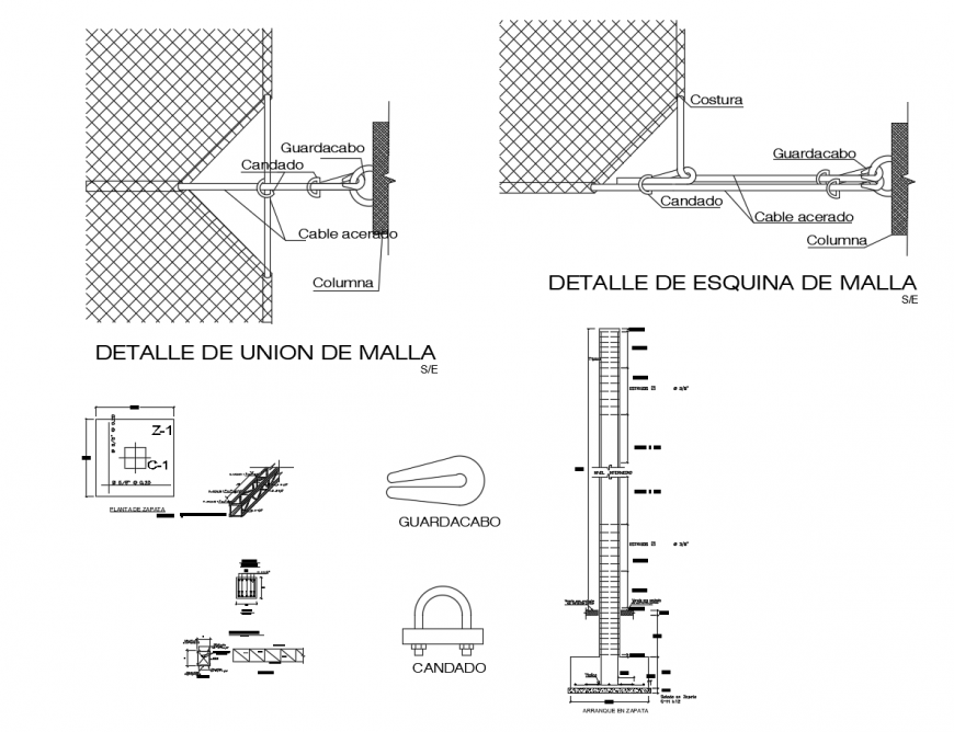 Column constructive section and fence cad drawing details dwg file ... Column constructive section and fence cad drawing details dwg file ...
