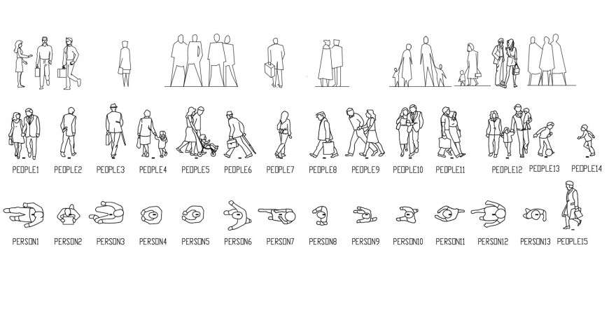 Common and office people elevation blocks cad drawing details dwg file