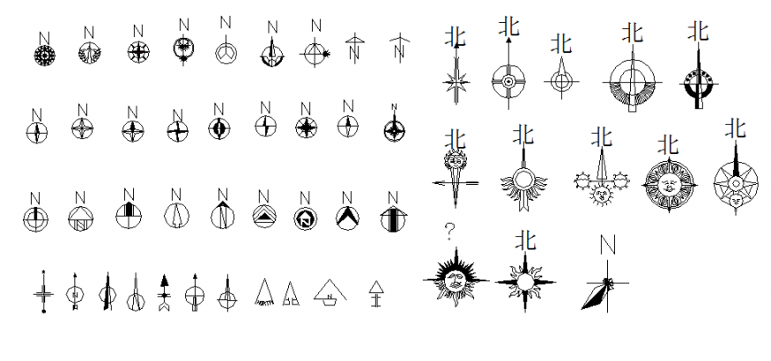 Common Direction Symbol Blocks Cad Drawing Details Dwg File Cadbull