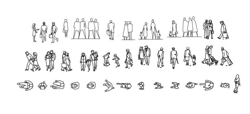 Common people 2d elevation blocks auto-cad drawing details dwg file