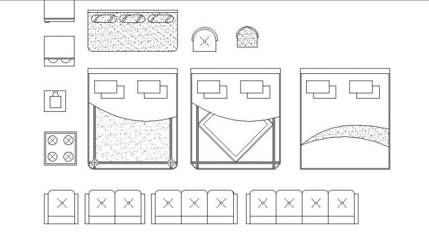 Creative Double Bed Sofa Etc Furniture Blocks Cad Drawing Details Dwg File Cadbull