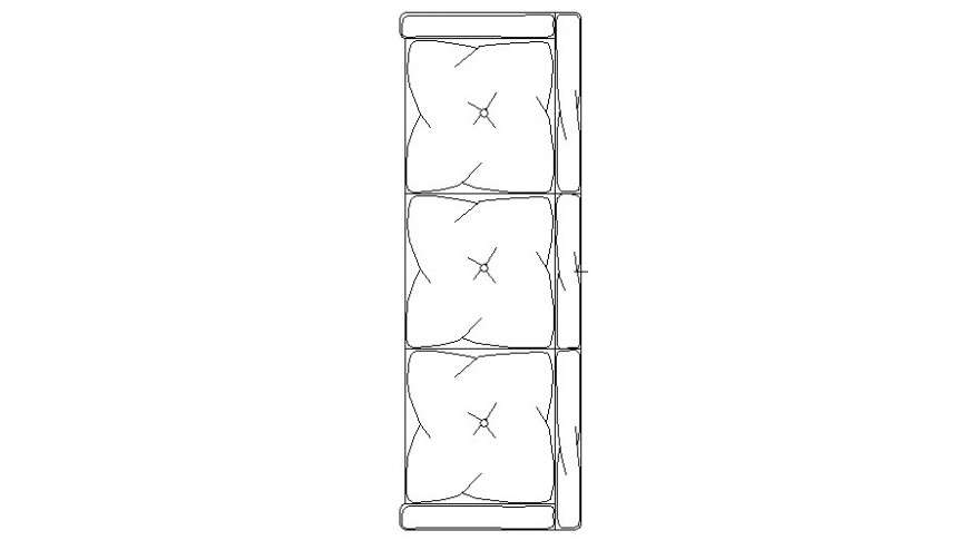 Creative three seated sofa set block top view elevation dwg file - Cadbull