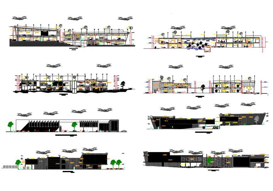 Culture center building all sided elevation and section details dwg ... Culture center building all sided elevation and section details dwg ...