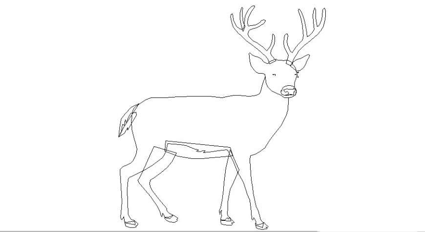Cute deer side elevation block cad drawing details dwg file Cute deer side elevation block cad drawing details dwg file