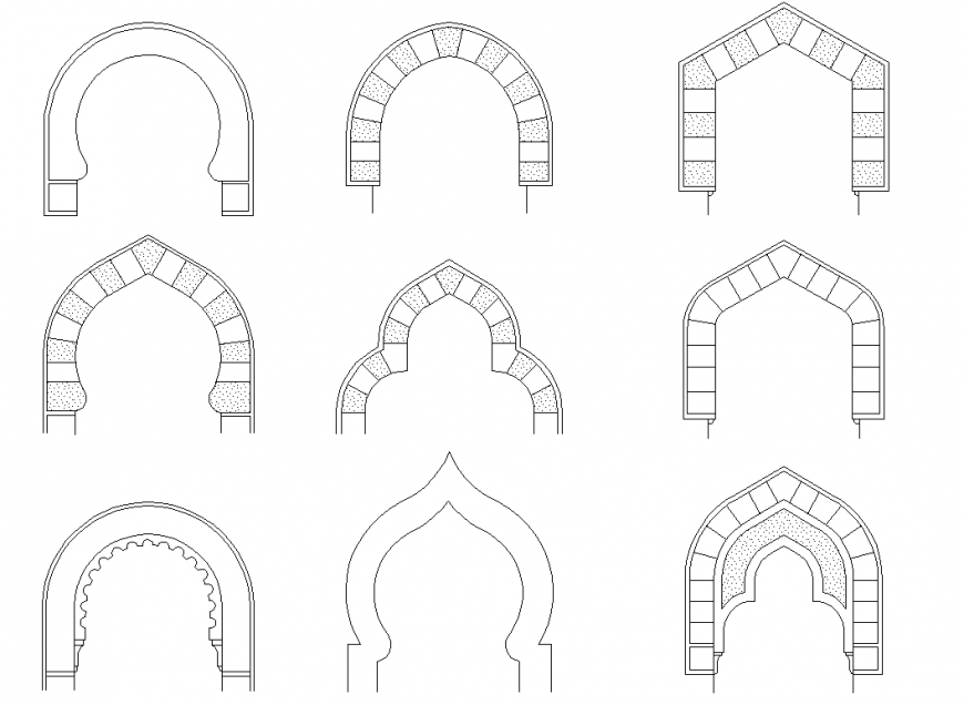 Detail Arches section plan autocad file concrete mortar - Cadbull Detail Arches section plan autocad file concrete mortar - Cadbull