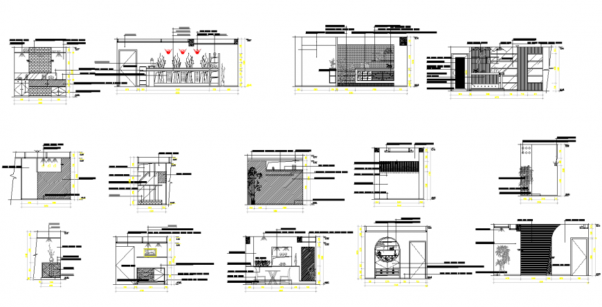 Detail of Restaurant bar elevation and section dwg file - Cadbull Detail of Restaurant bar elevation and section dwg file - Cadbull