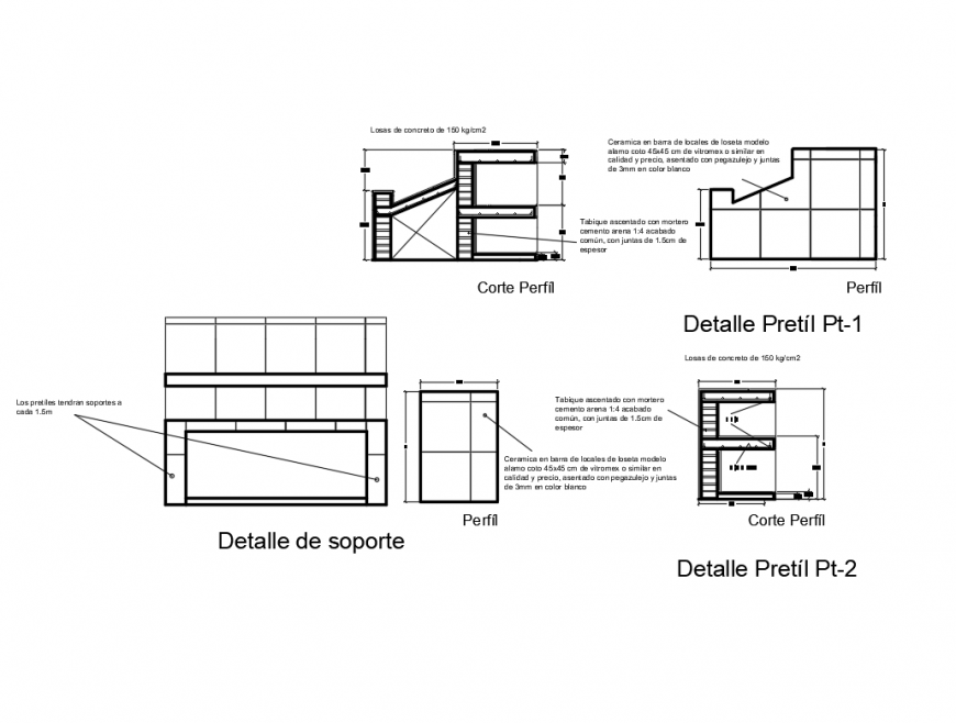 Details of bars parapets threatened sections and constructive details ... Details of bars parapets threatened sections and constructive details ...