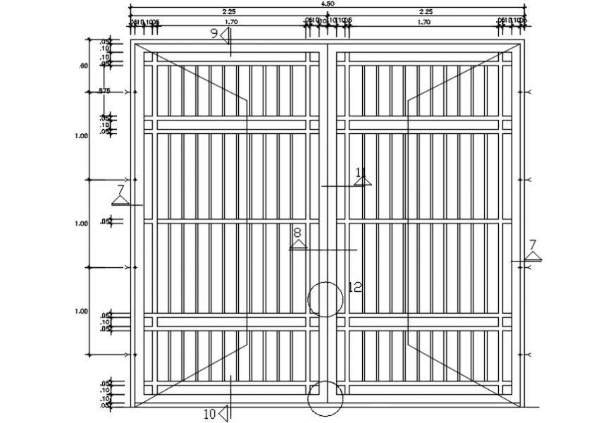 Double door main gate elevation cad drawing details dwg file - Cadbull