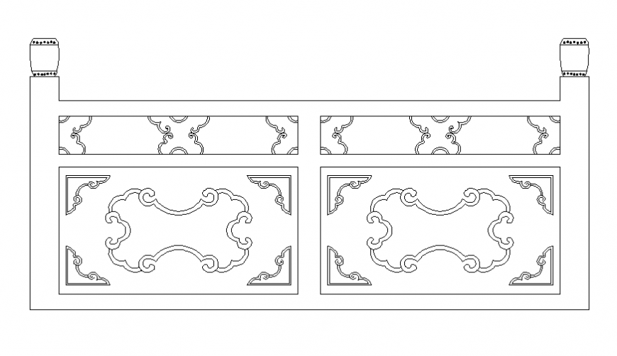 Dynamic railing front view cad block details dwg file - Cadbull Dynamic railing front view cad block details dwg file - Cadbull