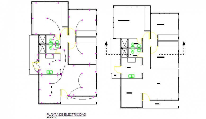 Electrical & Sanitary plan design of Preliminary housing design drawing ...