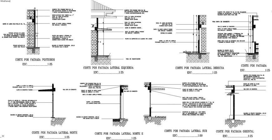 Facades and all sided cut constructive section details of building dwg ... Facades and all sided cut constructive section details of building dwg ...