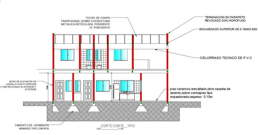 Family house front constructive section cad drawing details dwg file ... Family house front constructive section cad drawing details dwg file ...