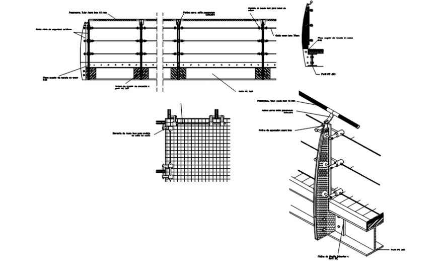 Fence Railing Type Section And Installation Details Dwg File Cadbull