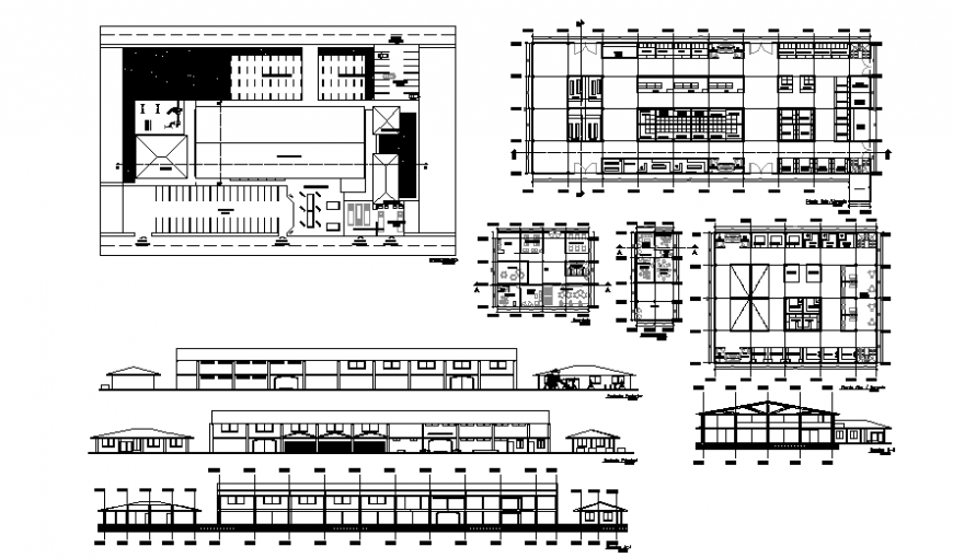 Food market plan, elevation and section detail dwg file - Cadbull Food market plan, elevation and section detail dwg file - Cadbull