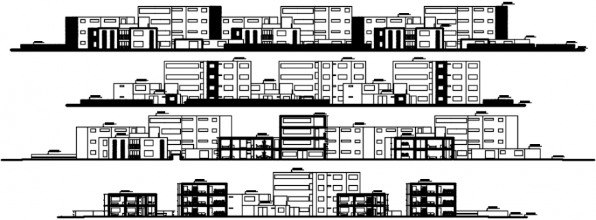 Four sided elevation drawing details of residential apartment building ... Four sided elevation drawing details of residential apartment building ...