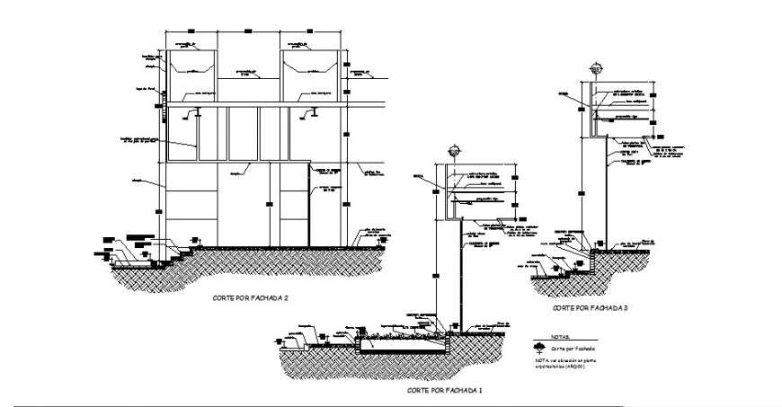 Front constructive section drawing details with footings dwg file - Cadbull Front constructive section drawing details with footings dwg file - Cadbull