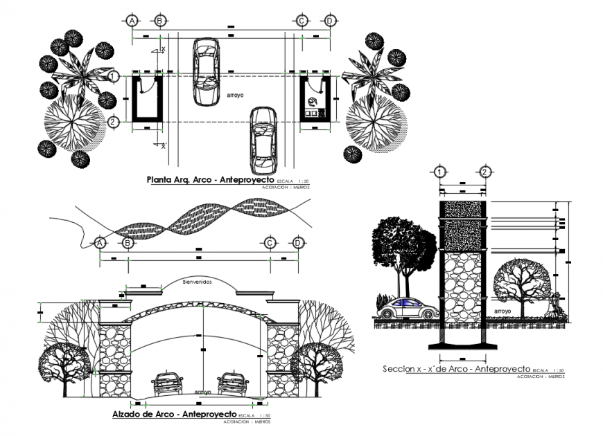 Garden entrance gate elevation, section, plan and auto cad details dwg ... Garden entrance gate elevation, section, plan and auto cad details dwg ...