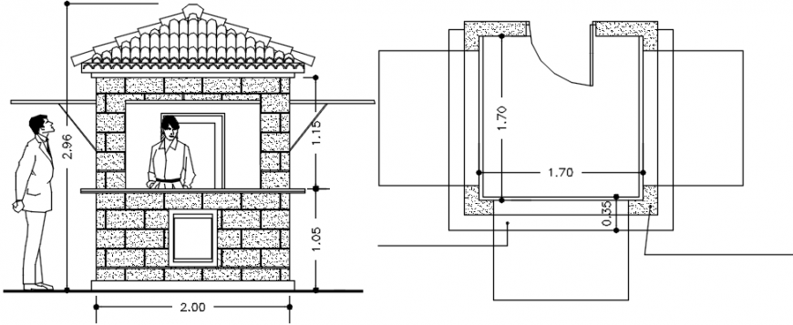 Garden kiosk main elevation and plan cad drawing details dwg file - Cadbull