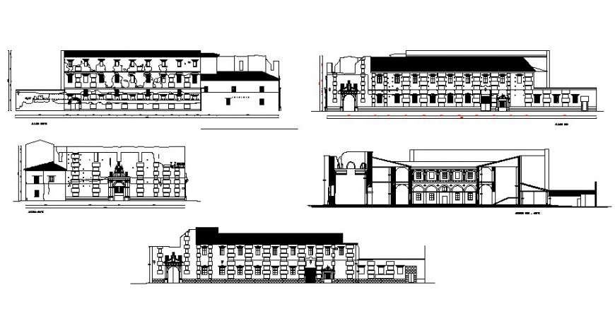 Government museum building all sided elevation and section details dwg ... Government museum building all sided elevation and section details dwg ...