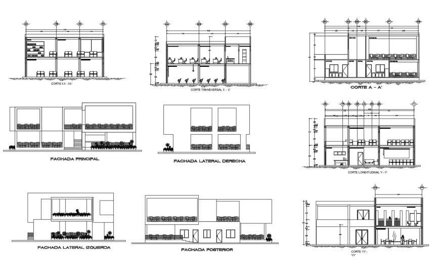 High school building all sided elevation and section cad drawing ... High school building all sided elevation and section cad drawing ...
