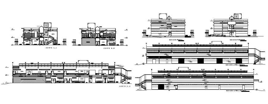 Hospital building all sided elevation, section and auto-cad details dwg ...