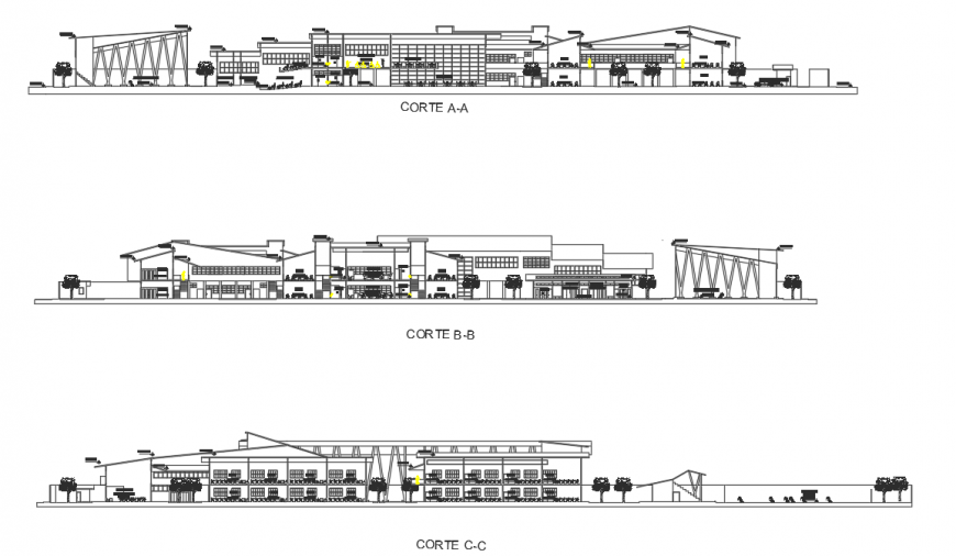 Hotel Building Structure Detail Section 2d View Cad Construction Unit Layout File In Dwg Format